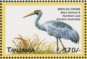 Stamp: Brolga (Grus rubicunda) (Tanzania(Birds of the world (1999)) Mi ...