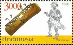 Stamp: Tifa, Papua (Indonesia(Traditional Musical Instruments) Mi:ID ...
