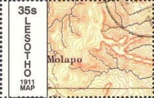 Stamp: Molapo (Lesotho(Maps of Lesotho) Mi:LS 1131,Sn:LS 1055c,Sg:LS 1240