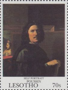 Stamp: Nicolas Poussin: Self-portrait (Lesotho(Louvre Museum ...