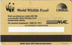 Tarjeta de Banco: WWF Panda (Mellon Bank, Estados Unidos de AméricaCol ...