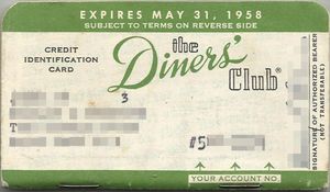 Bank Card: Diner's Club 1958 (Diners Club International USA, United ...