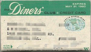 Bank Card: Diner's Club 1960 (Diners Club International USA, United ...
