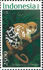 Stamp: Black-spotted Cuscus (Spilocuscus rufoniger) (Indonesia(Flora ...