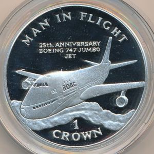 Coin: 1 Crown (Boeing 747 - Silver edition) (Isle of Man(I77 - One ...