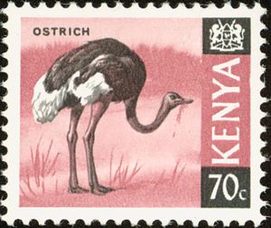 Stamp: Ostrich (Struthio camelus) (Kenya(Definitives (1966-71)) Mi:KE ...