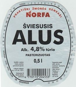 Štítok z nápoja: Norfa Sviesusis Alus (Mažeikių Lokys, LitvaCol:LT-BEER ...