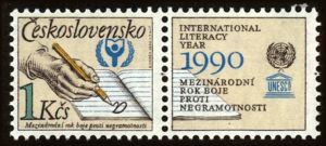 Stamp: Practising Alphabet + Label (Czechoslovakia(UNESCO World ...