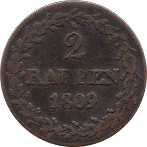 Coin: 2 Rappen (Swiss Cantons) (Bern) WCC:km171(bern)