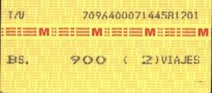 Transport Ticket: Metro de Caracas 2 rides (Metro de Caracas ...