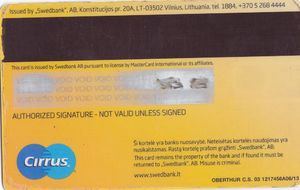Bank Card: Swedbank (Swedbank, LithuaniaCol:LT-MS-0027