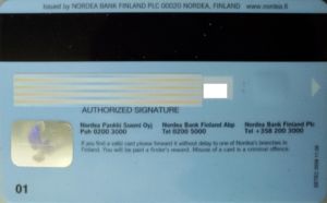 Bank Card: Nordea Visa Electron (Nordea, FinlandCol:FI-VE-0004