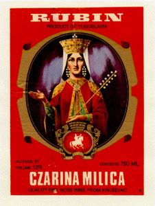 Drink Label: Czarina Milica (Rubin Krusevac, YugoslaviaCol:YU-WINE-000018