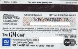 Bank Card: Gm (Household Bank, United States of AmericaCol:US-MC-0140