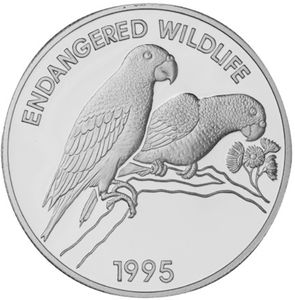 Moneda: 10 Dollars (Endangered wildlife. Black-billed parrots) (Jamaica ...