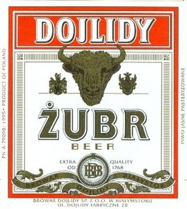 Drink Label: Zubr beer (Browar Dojlidy Bialystok, PolandCol:PL-BEER-000642