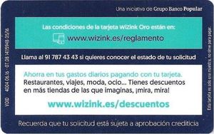 Bank Card: Wi zink Oro (WiZink Bank,S.A., SpainCol:ES-VI-0661.01