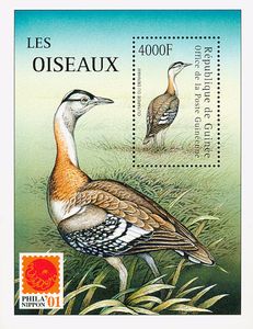Stamp: Denham's Bustard (Neotis denhami) (Guinea(Birds - Phila Nippon ...