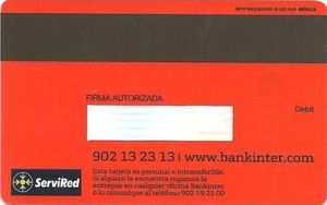 Tarjeta de Banco: Bankinter 100 % util (Bankinter, EspañaCol:ES-VE-0134.02