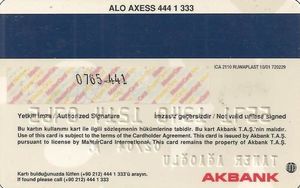 Bank Card: Axess (Akbank T.A.Ş., Turkey) Col:TR-MC-0062