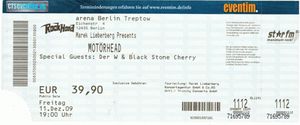 Admission Ticket: Motorhead - Arena Treptow (Germany, Federal ...