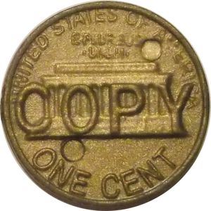 Ficha: One Cent - COPY (Estados Unidos de América(Playing Tokens) Col ...
