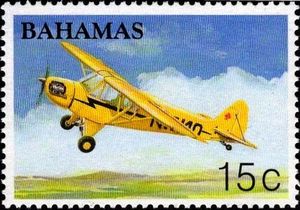 Stamp: Piper Cub (Bahamas(Powered Flight, Cent.) Mi:BS 1153,Sg:BS 1322