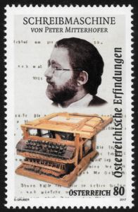 Stamp: Typewriter - Peter Mitterhofer (Austria) (Austrian inventions ...