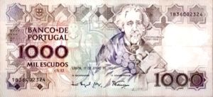 Banknote: 1,000 Escudos (Portugal(1986-1994 Issue) Wor:P-181j.5