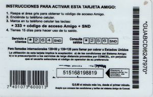 Tarjeta Telefónica: Amigo Azul (Mobile Guatemala, Guatemala(Comcel ...