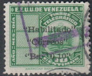 Stamp: Telegraph Stamps overprinted (Venezuela(Telegraph stamps ...