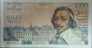 Banknote: 1,000 Francs (France(1953-1958 Issue) Wor:P-134a.11