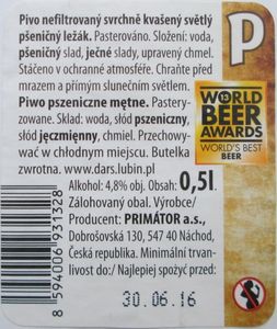 Drink Label: H-Primator Weizenbier (Pivovar Primátor Náchod, Czech ...