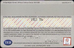 Bank Card: Teb (Turk Ekonomi Bankasi, Turkey) Col:TR-MC-0260