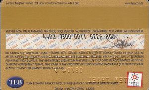 Bank Card: Teb (Turk Ekonomi Bankasi, Türkiye (Turkey)Col:TR-VI-0319