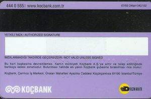 Bank Card: Koçbank (Koçbank, Türkiye (Turkey)Col:TR-MS-0078