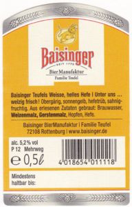 Drink Label: Baisinger Spezial (Baisinger Bier Manufaktur Familie ...