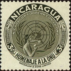 Sello: Nicaragua cooperates with the U.N.O. (Nicaragua(United Nations ...