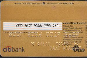 Bank Card: Citibank (Citibank, Türkiye (Turkey)Col:TR-VI-0290