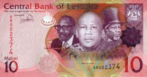 Banknote: 10 Maloti (Lesotho(2010-2022 Issue) Wor:P-21b