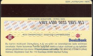 Bank Card: DenizBank (Denizbank, Türkiye (Turkey)Col:TR-VI-0312