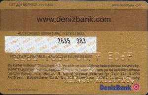 Bank Card: DenizBank (Denizbank, Türkiye (Turkey)Col:TR-VI-0315.01