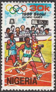 Stamp: Running (Nigeria(Summer Olympic Games 1988 - Seoul) Mi:NG 526,Sn ...