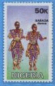 Stamp: Sabada (Nigeria(Folk dance) Mi:NG 602,Sn:NG 608,Yt:NG 600,Sg:NG 647