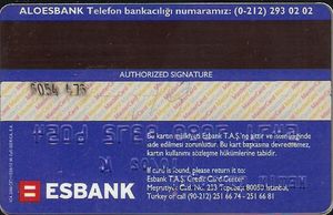 Bank Card: Esbank (Esbank, Türkiye (Turkey)Col:TR-MC-0204