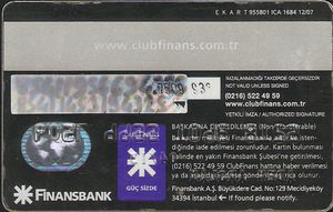 Bank Card: Club Finans (Finansbank, Türkiye (Turkey)Col:TR-MC-0212