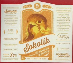 Drink Label: Sokolík (Pivovar Zichovec, Czech RepublicCol:CZ-BEER-009330