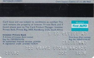 Bank Card: Investec journey (Investec Private Bank, South AfricaCol:ZA ...