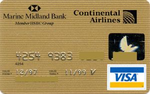 Bank Card: Continental Airlines VISA Gold (Marine Midland Bank, United ...