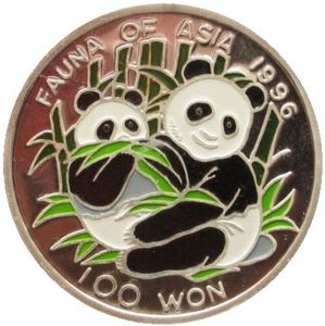 Moneda: 100 Won (Fauna of Asia - Panda) (Corea del Norte) (1995~Today ...